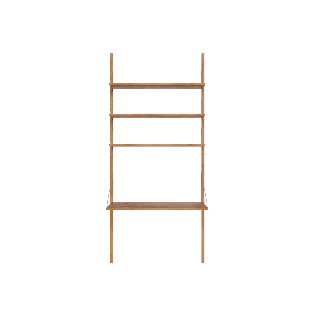 natural oak shelf library desk section – good neighbor