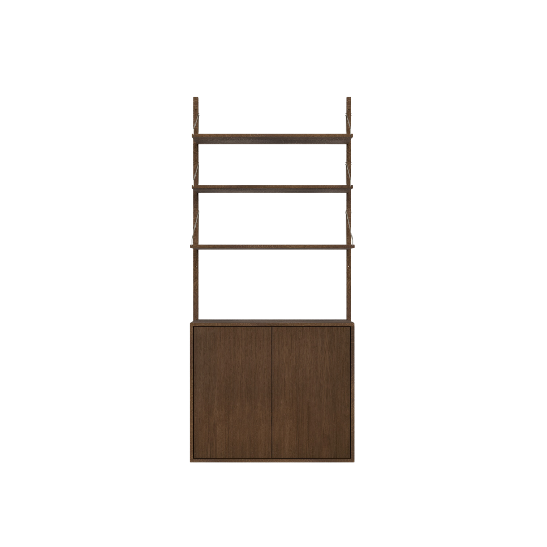 medium dark oak shelf library cabinet section – good neighbor