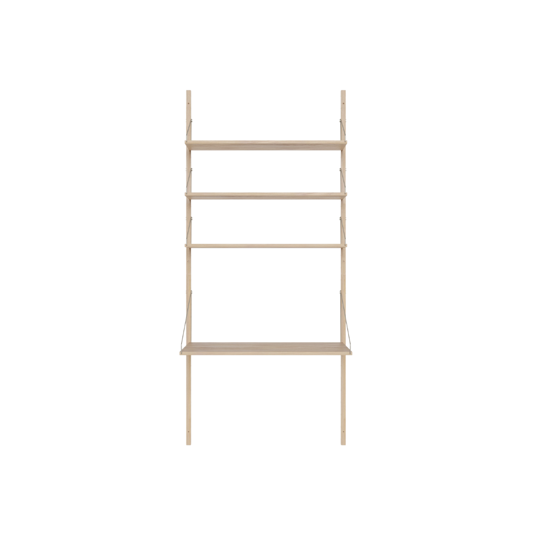 white oak shelf library desk section – good neighbor